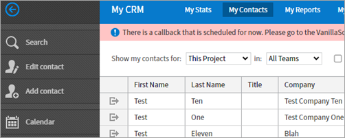 View My Contacts as a Caller – VanillaSoft