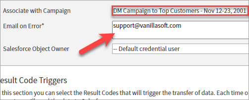 Salesforce Object Mapping Configuration Vanillasoft