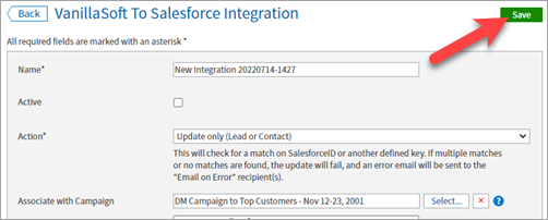 Salesforce Object Mapping: Configuration – VanillaSoft