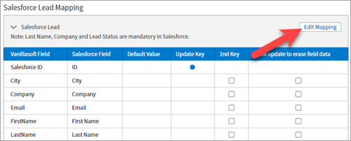 Salesforce Object Mapping Lead Mapping Vanillasoft