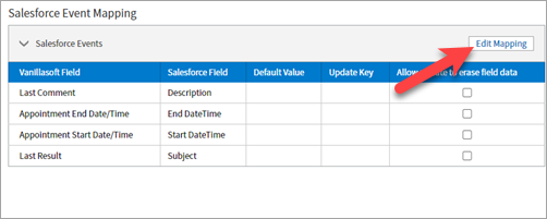 Salesforce Object Mapping Event Mapping Vanillasoft