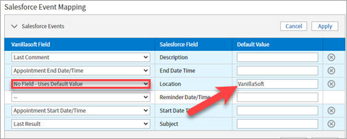 Salesforce Object Mapping Event Mapping Vanillasoft