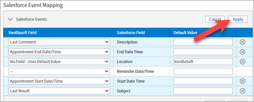 Salesforce Object Mapping Event Mapping Vanillasoft