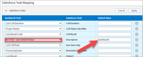 Salesforce Object Mapping Task Mapping Vanillasoft